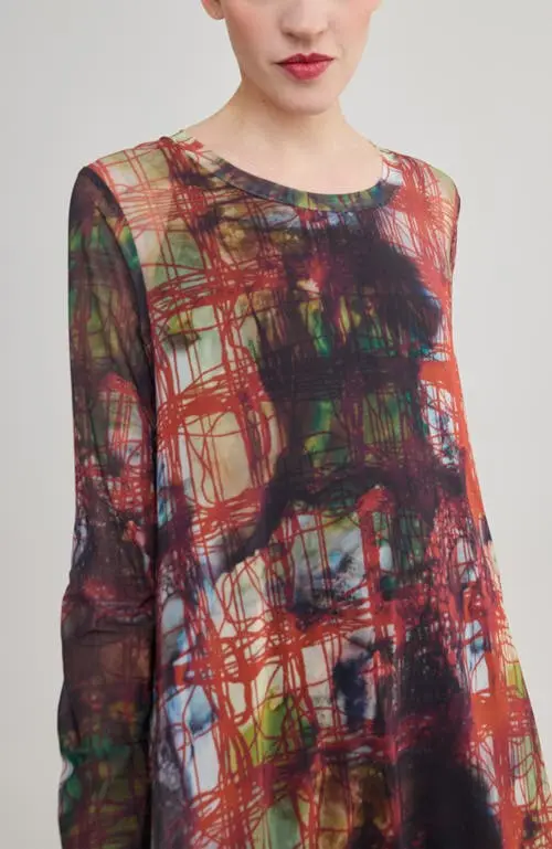 LUUKAA Aurore Printed Mesh Dress