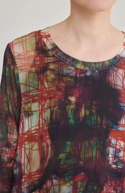 LUUKAA Aurore Printed Mesh Dress