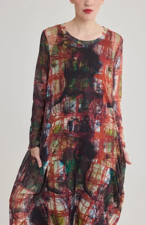 LUUKAA Aurore Printed Mesh Dress