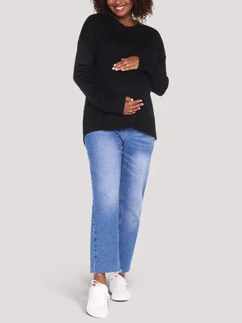 Motherhood Maternity Crew Neck Long Sleeve Sweater - Black