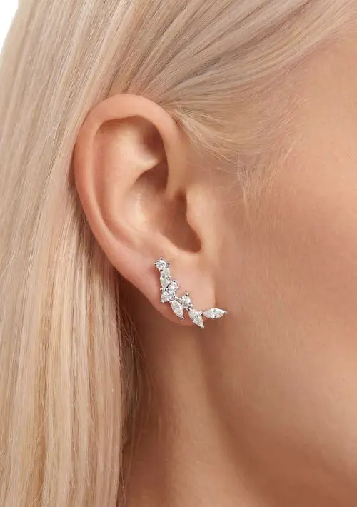 AREA STARS Mitra White Gold Earrings