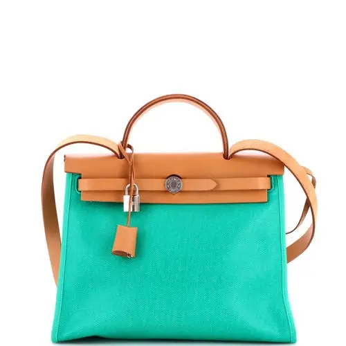 Hermès Herbag Zip Berline Vache Canvas And Leather 31