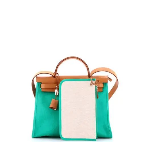 Hermès Herbag Zip Berline Vache Canvas And Leather 31