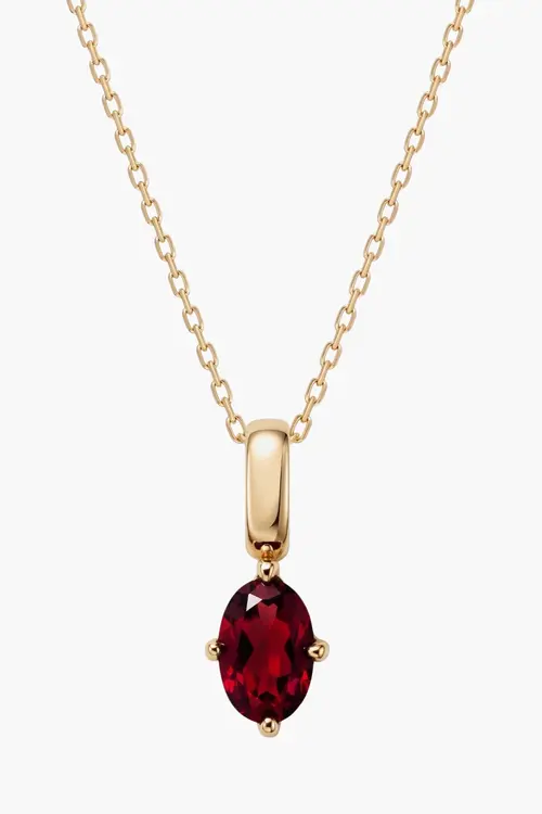 LITTLE SKY STONE Oval Birthstone Necklace - Garnet