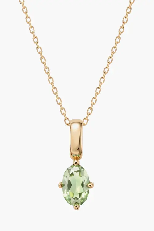 LITTLE SKY STONE Oval Birthstone Necklace - Peridot