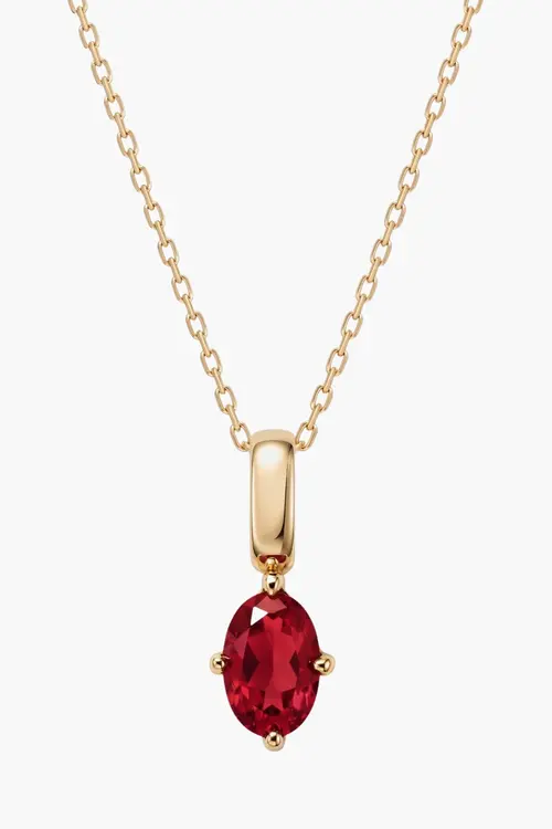 LITTLE SKY STONE Oval Birthstone Necklace - Ruby