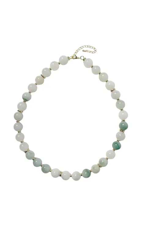 LITTLE SKY STONE Camille Beaded Green Necklace - White/green