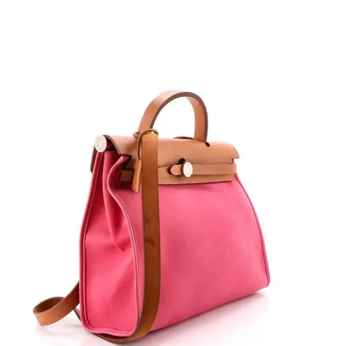 Hermès Herbag Zip Leather And Toile 31 - Pink