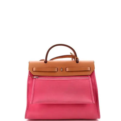 Hermès Herbag Zip Leather And Toile 31 - Pink
