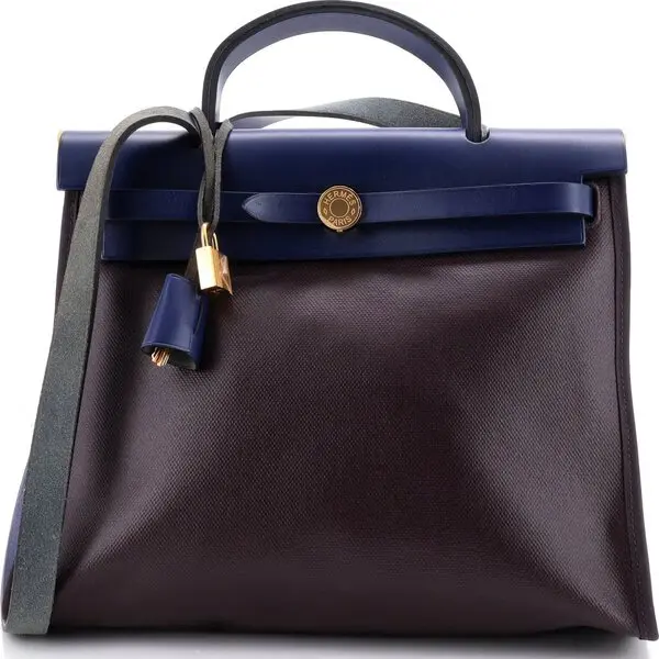 Hermès Herbag Zip Berline Vache Canvas And Leather 31 - Red