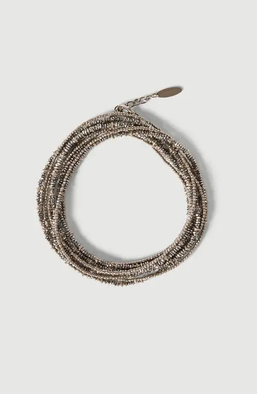 Brunello Cucinelli Hematite And Sterling Wrap Bracelet