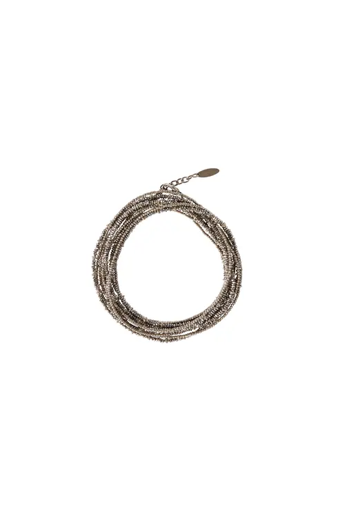 Brunello Cucinelli Hematite And Sterling Wrap Bracelet