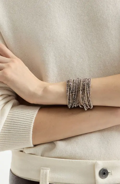 Brunello Cucinelli Hematite And Sterling Wrap Bracelet