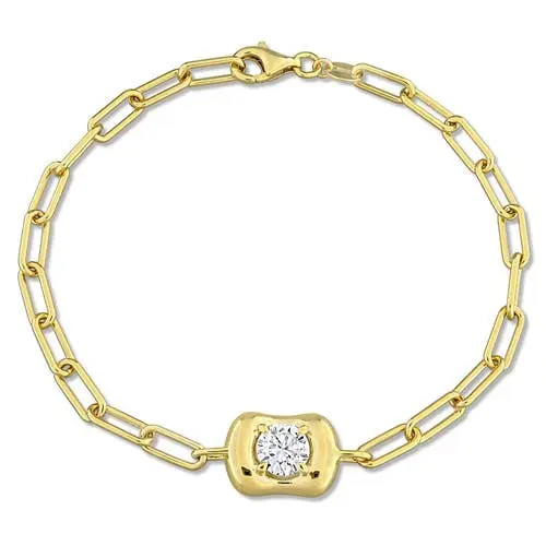 JULIANNA B. Lab-grown Diamond Puffed Paperclip Chain Bracelet - Yellow-plated