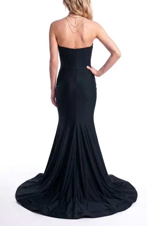 JESSICA ANGEL Strapless Satin Mermaid Evening Gown - Black