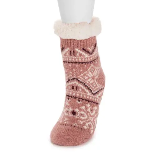 MUK LUKS 1 Pair Pack Tall Cabin Chenille Eyelash Knit Slipper Socks