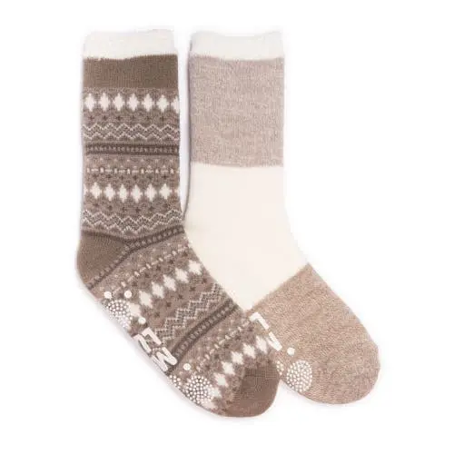 MUK LUKS 2 Pair Pack Tall Cozy Lounge Socks - Timberwolf