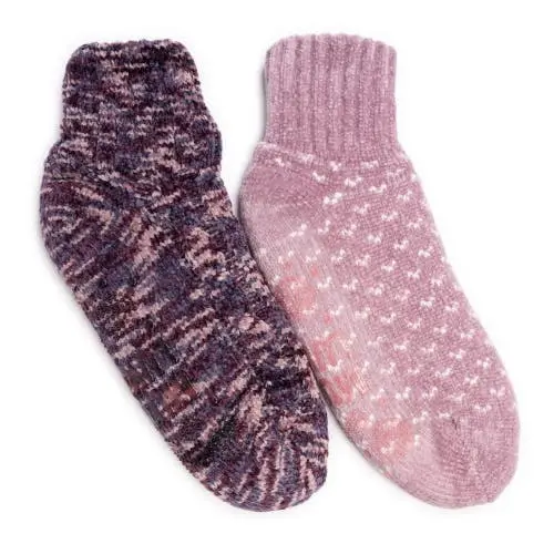 MUK LUKS 2 Pair Pack Cabin Chenille Socks - Purple