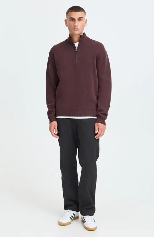 !SOLID Dryker Quarter Zip Cotton Sweater