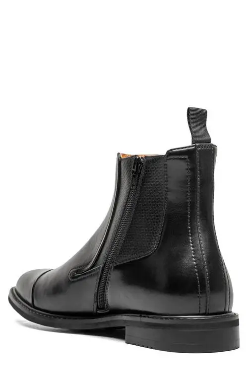 STACY ADAMS Berkshire Leather Cap Toe Boot - Black