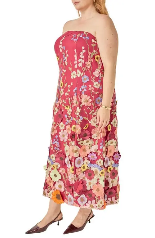 Endless Rose Floral Embroidered Strapless Maxi Dress