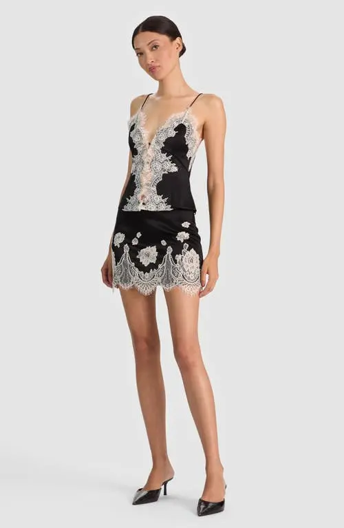 Alice + Olivia Rubi Lace Trim Miniskirt