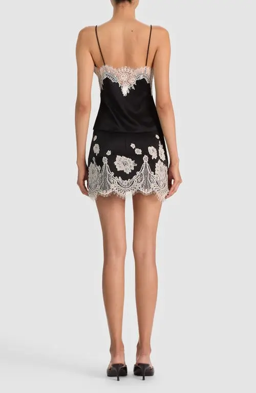 Alice + Olivia Rubi Lace Trim Miniskirt