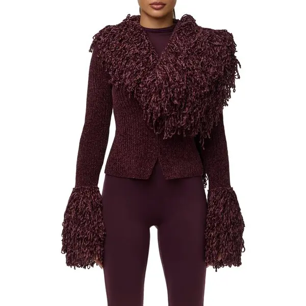 Naked Wardrobe Loop Fringe Ribbed Cardigan