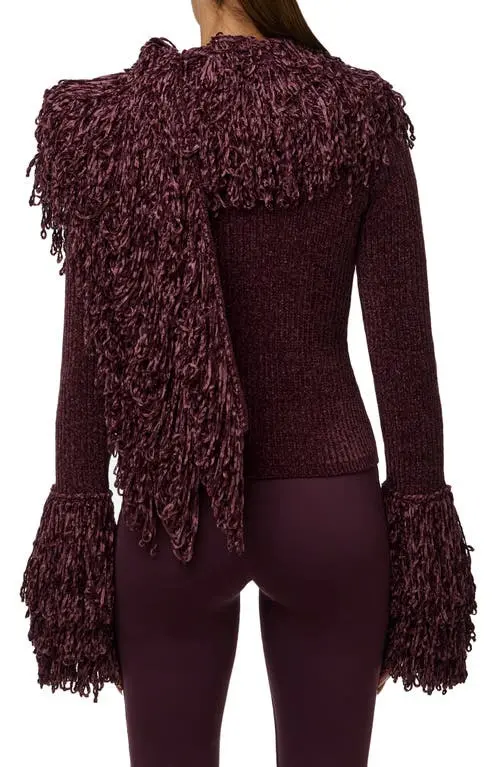Naked Wardrobe Loop Fringe Ribbed Cardigan