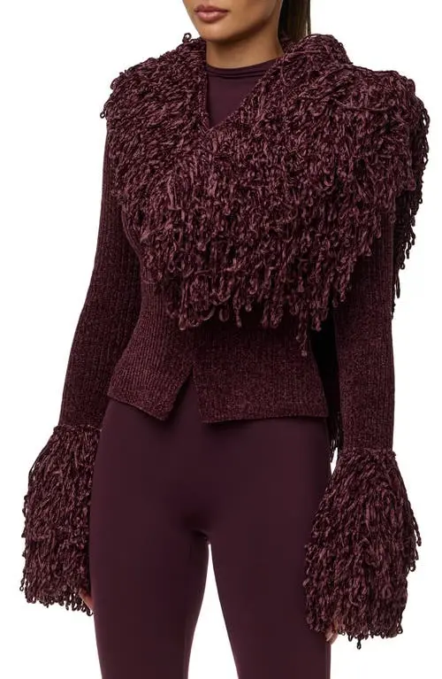 Naked Wardrobe Loop Fringe Ribbed Cardigan