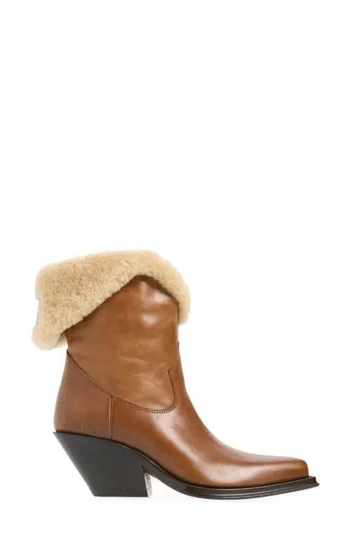 Chloé Azelan Genuine Shearling Cuff Western Boot