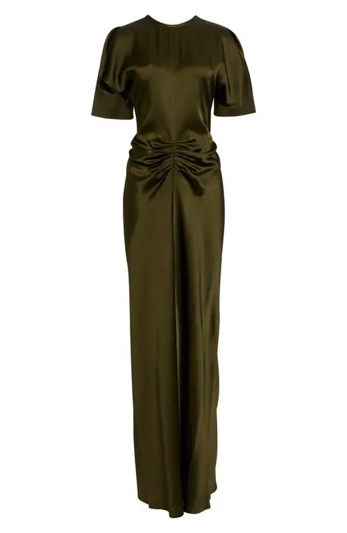Victoria Beckham Isabella Short Sleeve Column Gown - Marsh Green