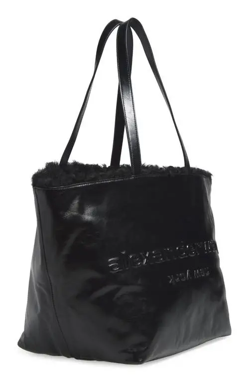 Alexander Wang Punch Genuine Shearling Lined Leather Tote
