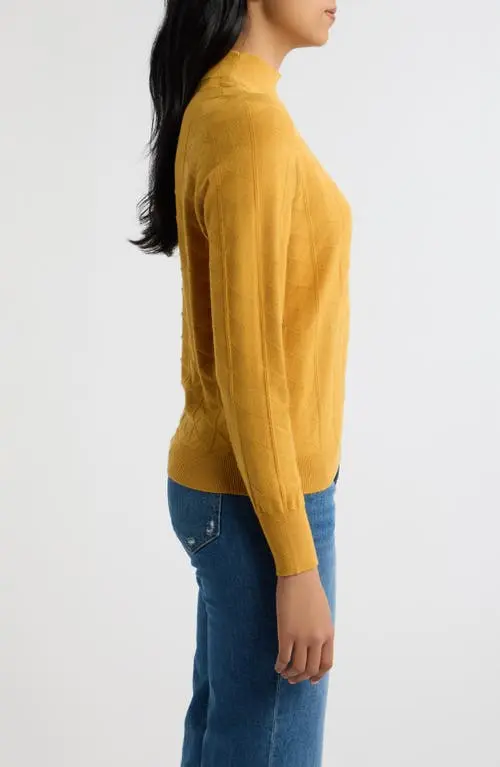 CITY BLUES Pattern Mock Neck Sweater - Amber