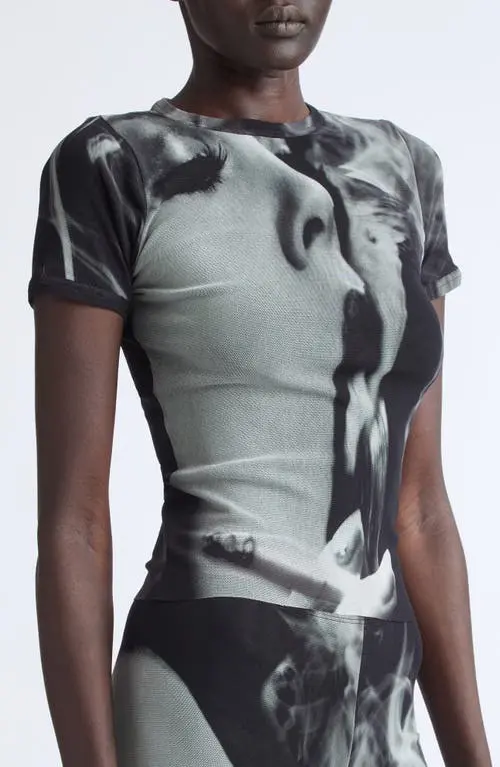 JEAN PAUL GAULTIER Smoking Graphic Mesh Baby Tee