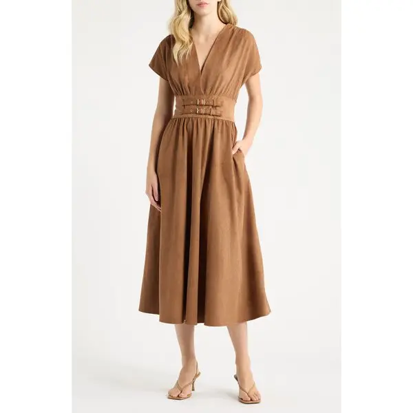 Parker The Noa Faux Suede Midi Dress