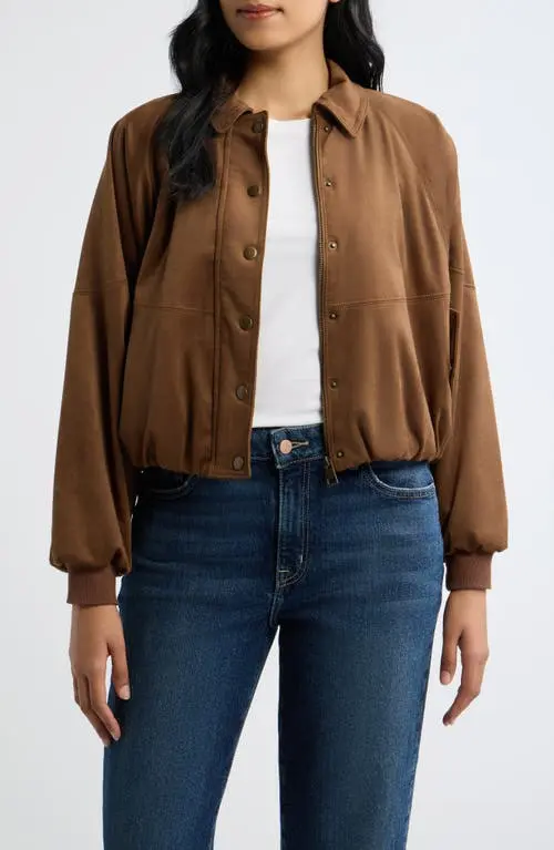 CITY BLUES Snap Front Faux Suede Jacket