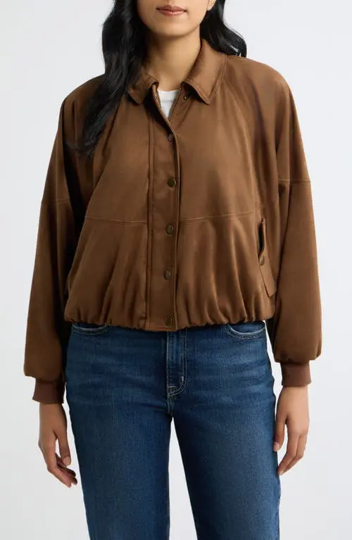 CITY BLUES Snap Front Faux Suede Jacket