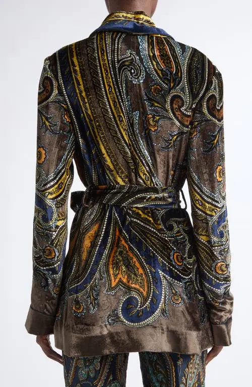 Etro Paisley Velvet Wrap Jacket - Printed Brown Base