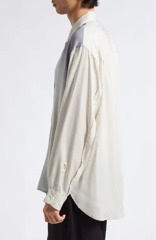 Undercover Graphic Print Long Sleeve Camp Shirt - Light Beige Gray