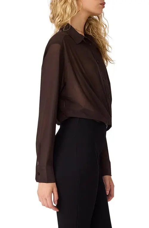 Steve Madden Sage Twist Front Crop Shirt - Dark Espresso