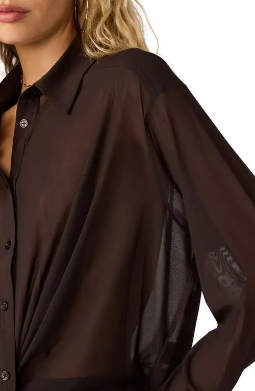 Steve Madden Sage Twist Front Crop Shirt - Dark Espresso