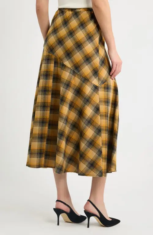 CITY BLUES Plaid A-line Midi Skirt