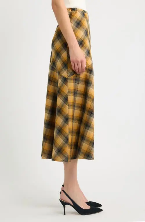 CITY BLUES Plaid A-line Midi Skirt