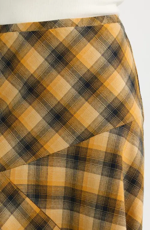 CITY BLUES Plaid A-line Midi Skirt