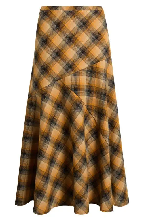 CITY BLUES Plaid A-line Midi Skirt