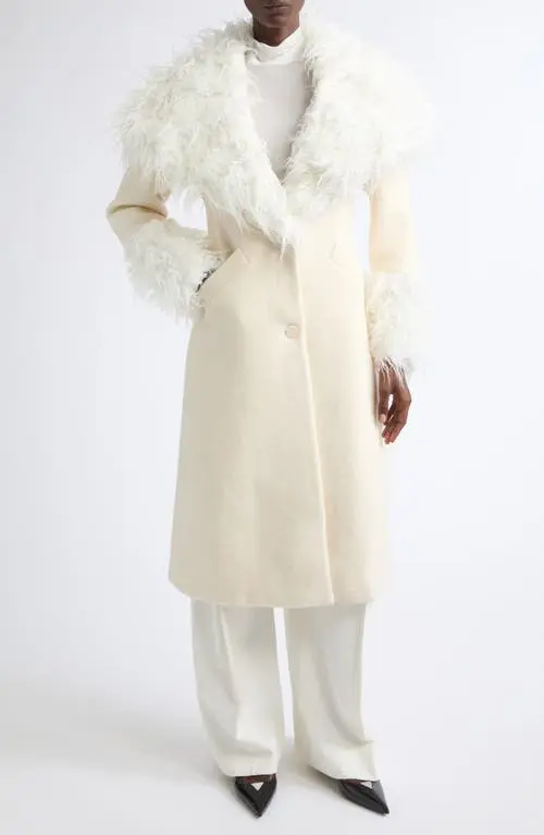 KIM SHUI Yun Faux Fur Trim Coat - Ivory
