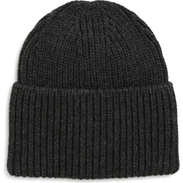 OPEN EDIT Core Wide Cuff Recycled Polyester Blend Beanie - Dark Grey