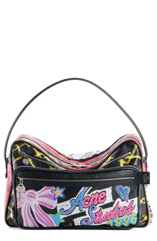 Acne Studios Camero Punk Print Leather Camera Bag - Black