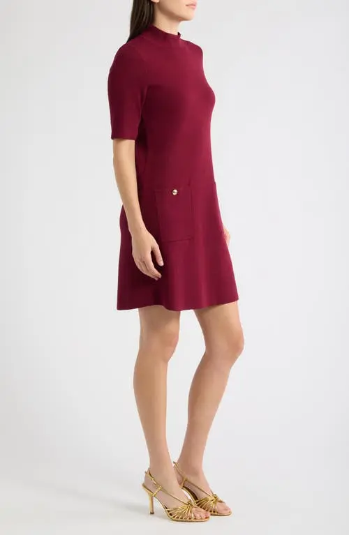 Julia Jordan Show Mock Neck Knit Dress - Wine